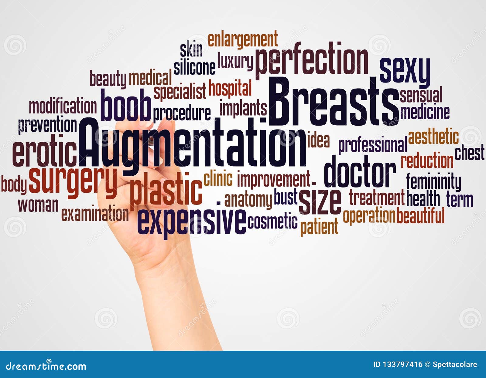 Breasts Augmentation Word Cloud And Hand With Marker Concept Stock ...