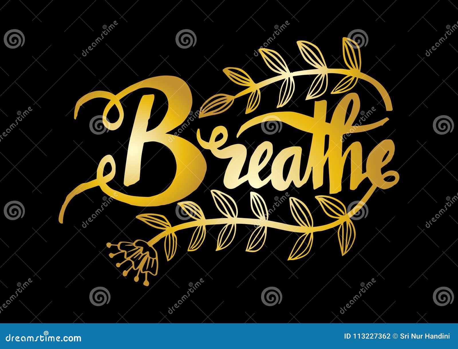 Breathe Hand Lettering Calligraphy. Vector Illustration | CartoonDealer ...