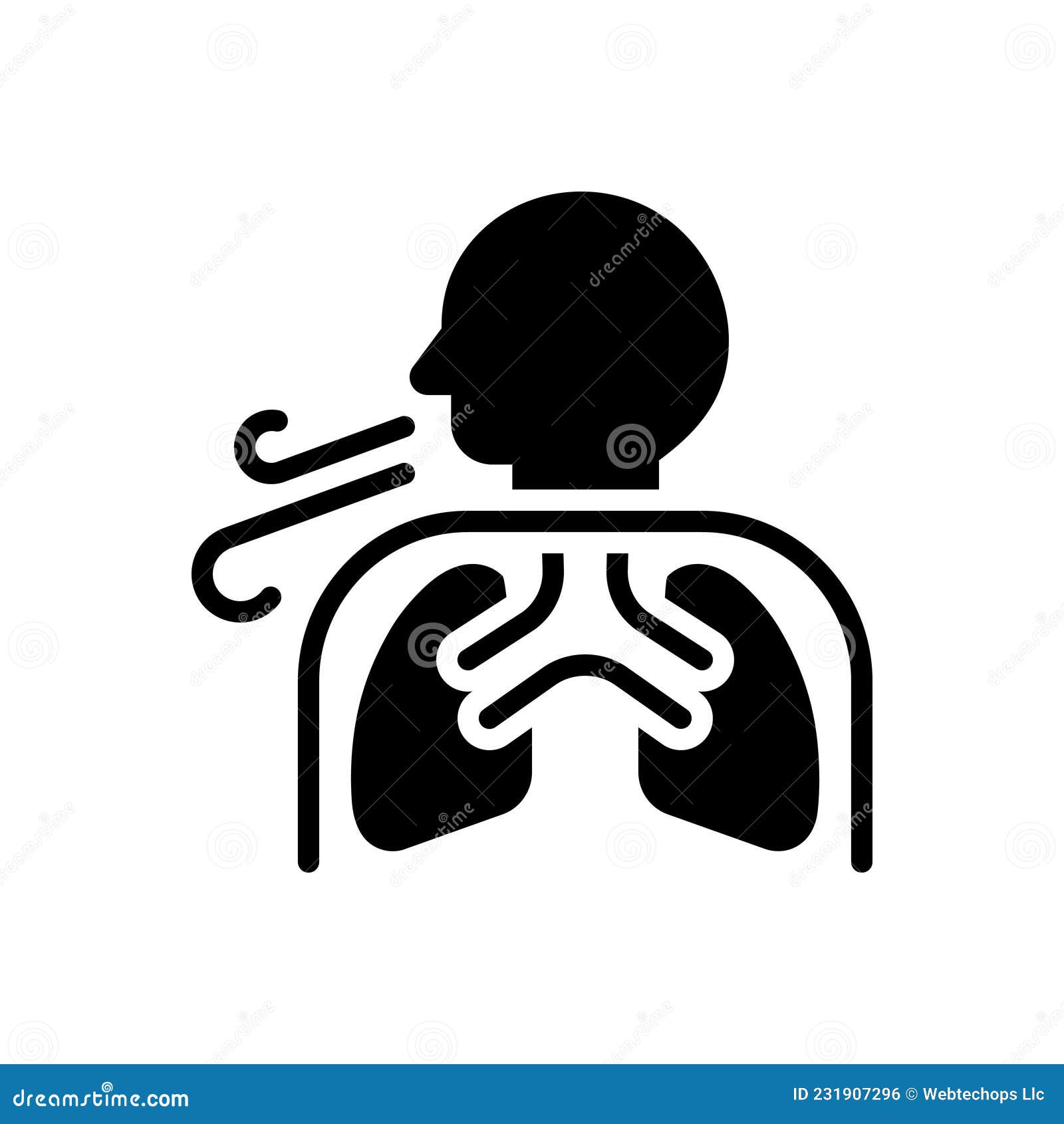 Black Solid Icon for Breathe, Inhale and Take Breath Stock Vector ...