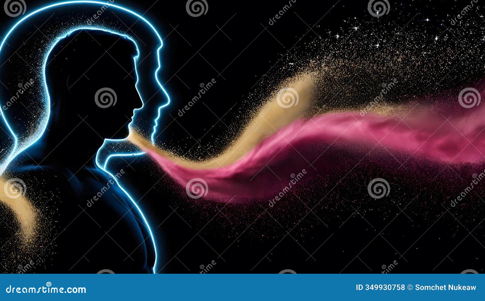 Breathing Creativity Abstract Human Silhouette Digital Space Concept ...