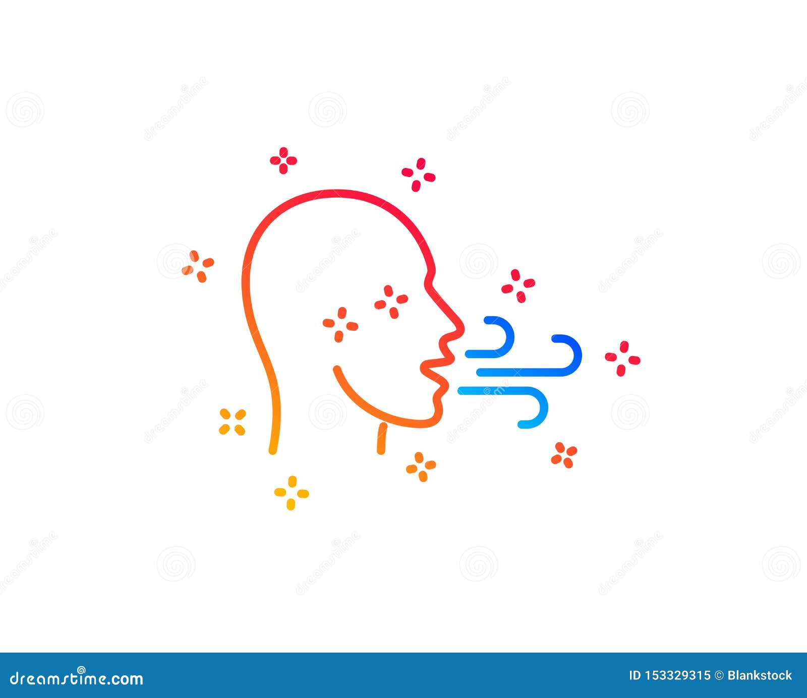 Breathing Line Icon. Breath Difficulties Sign. Vector Stock Vector ...