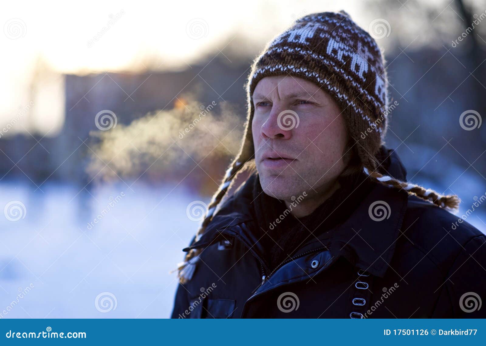 Breathing man in winter stock photo. Image of cold, breathing - 17501126