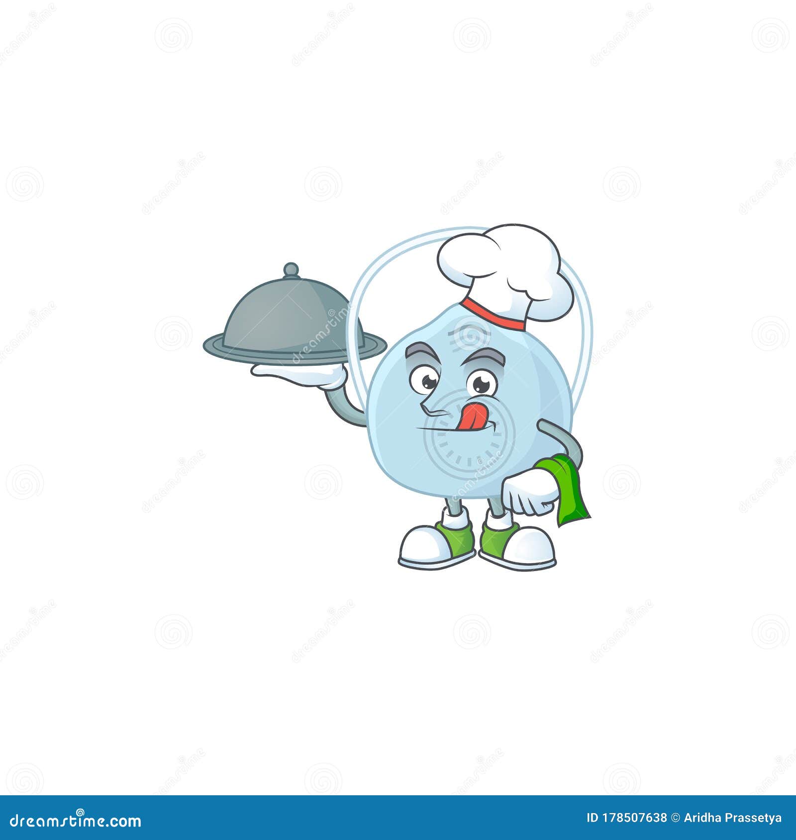 A Breathing Mask Chef Cartoon Design with Hat and Tray Stock Vector ...
