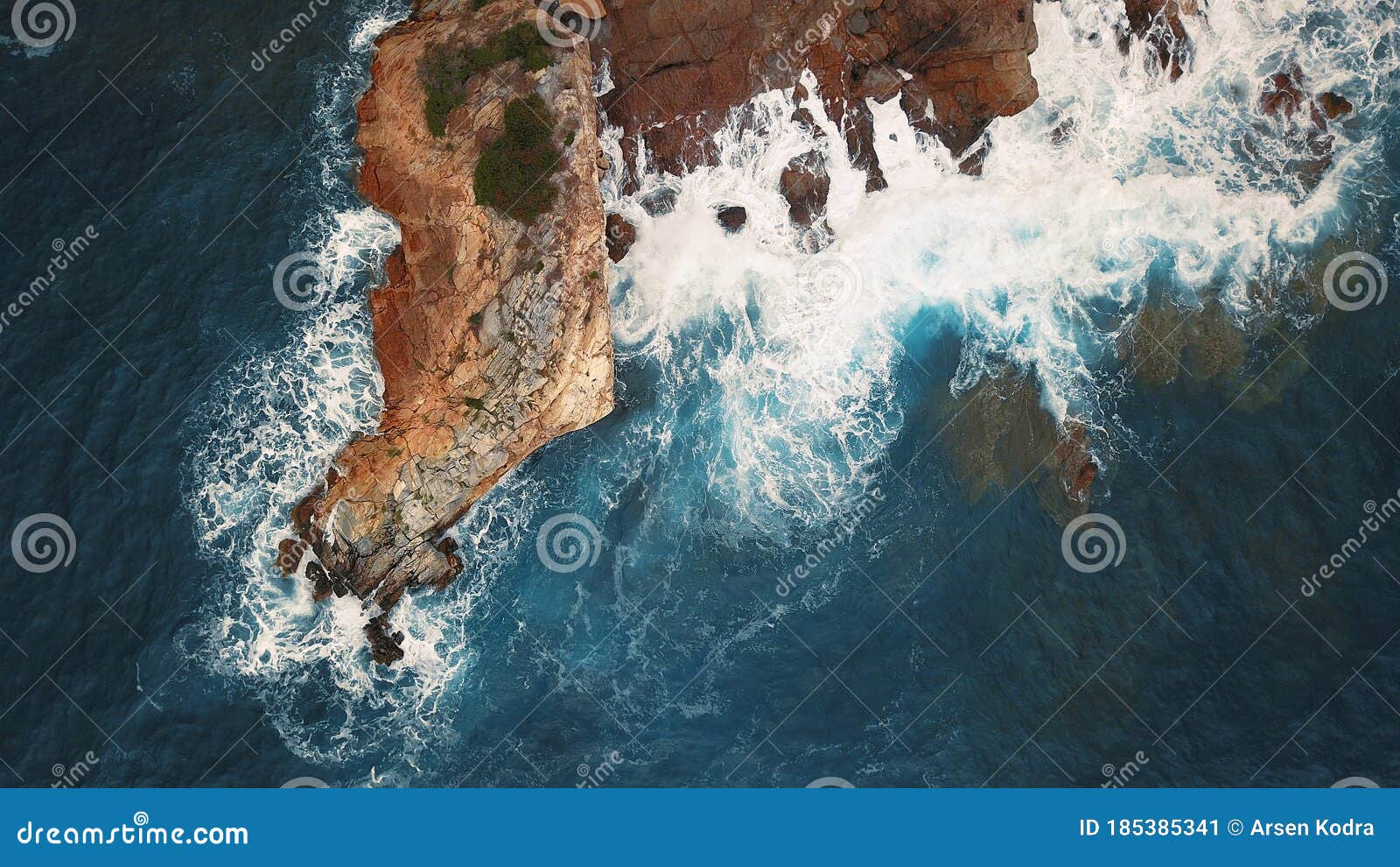 Breathtaking Aerial Topdown of Wave Clashing with Waves Stock Image ...