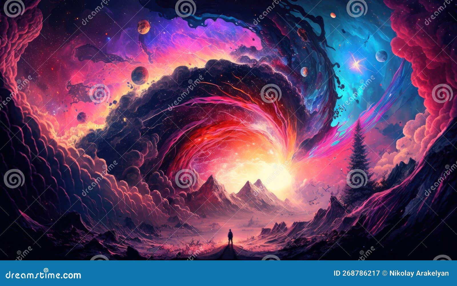 Abstract Outer Space Endless Nebula Galaxy Background, Ai Generative ...