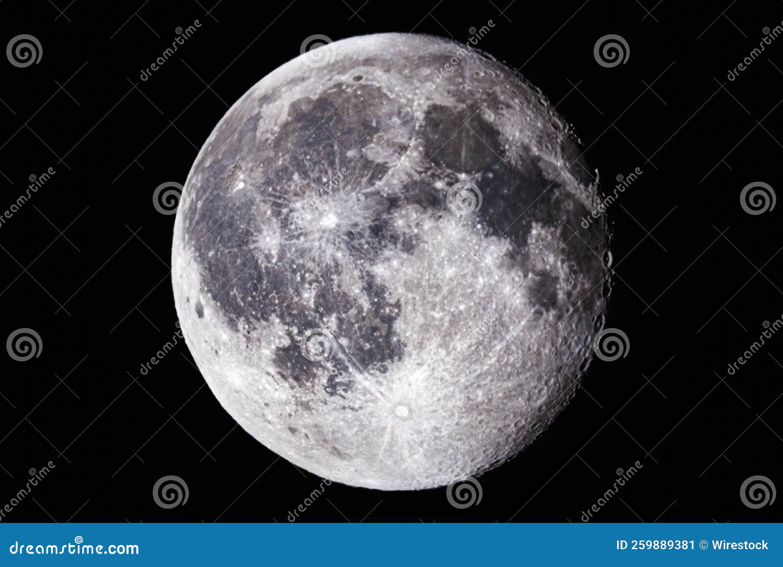Breathtaking Closeup View of the Bright White Full Moon in the Black ...