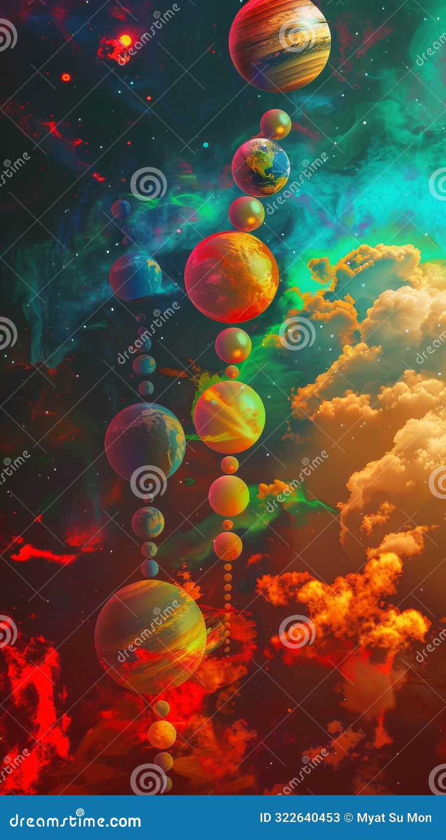 Breathtaking Depiction of Planets Aligned Vertically in a Vibrant ...