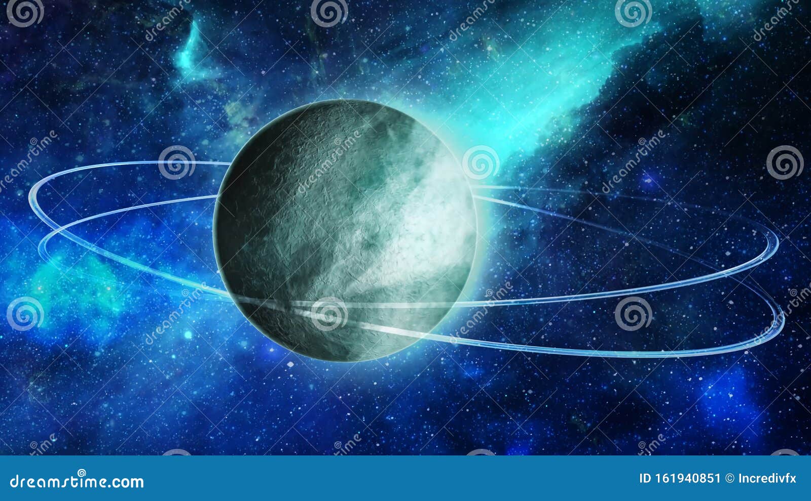 Breathtaking Double Ring Planet in Outer Space Nebula with Stars ...