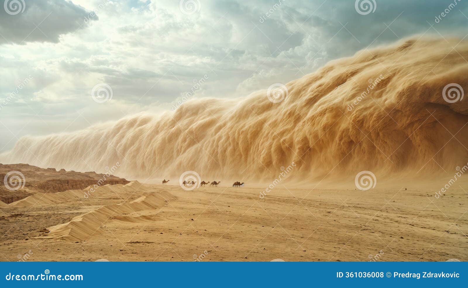 Massive Sandstorm Sweeping Desert Landscape Stock Photography ...
