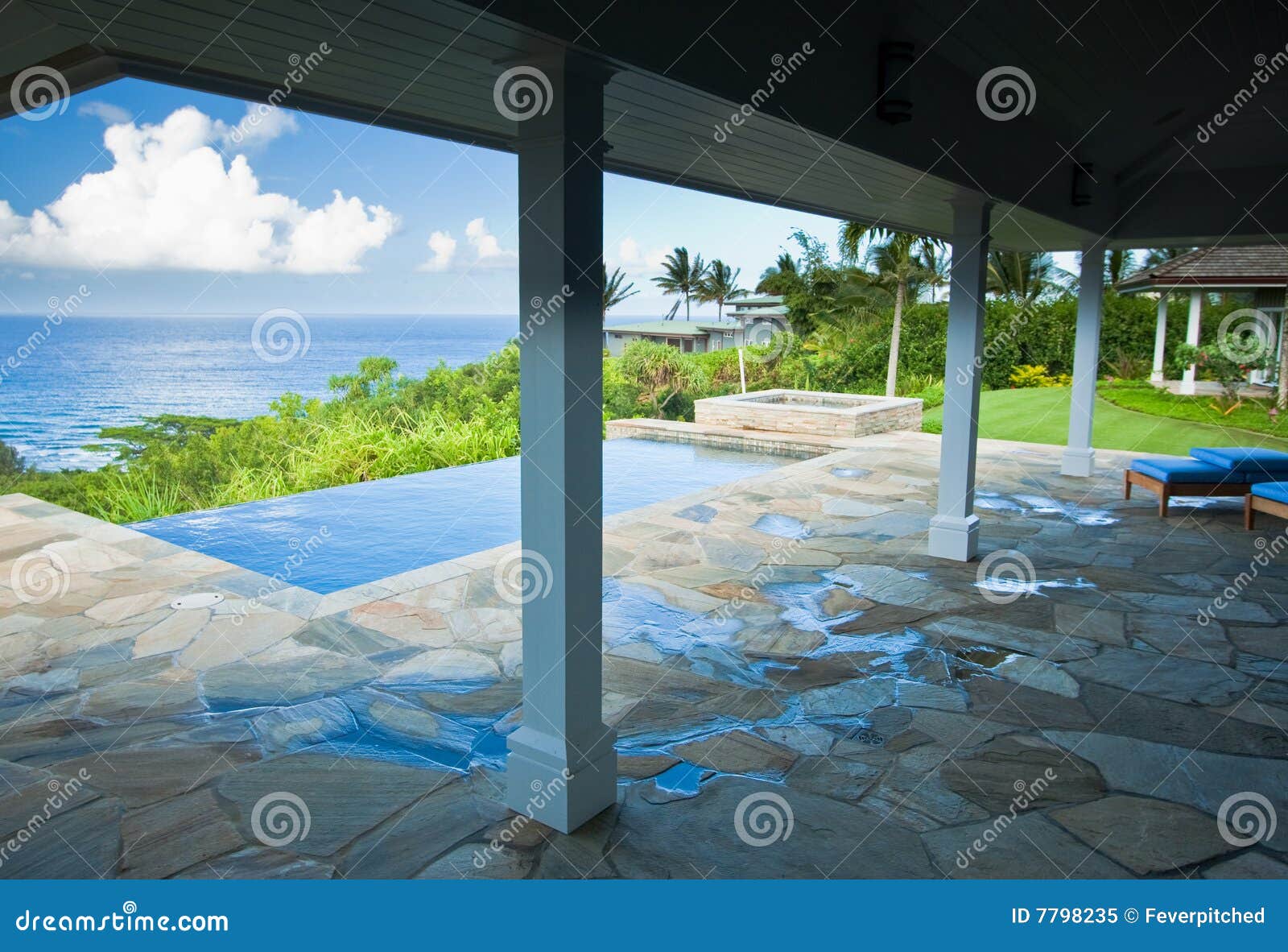 Breathtaking Hawaiian Ocean View Deck Stock Image - Image of oceanview ...