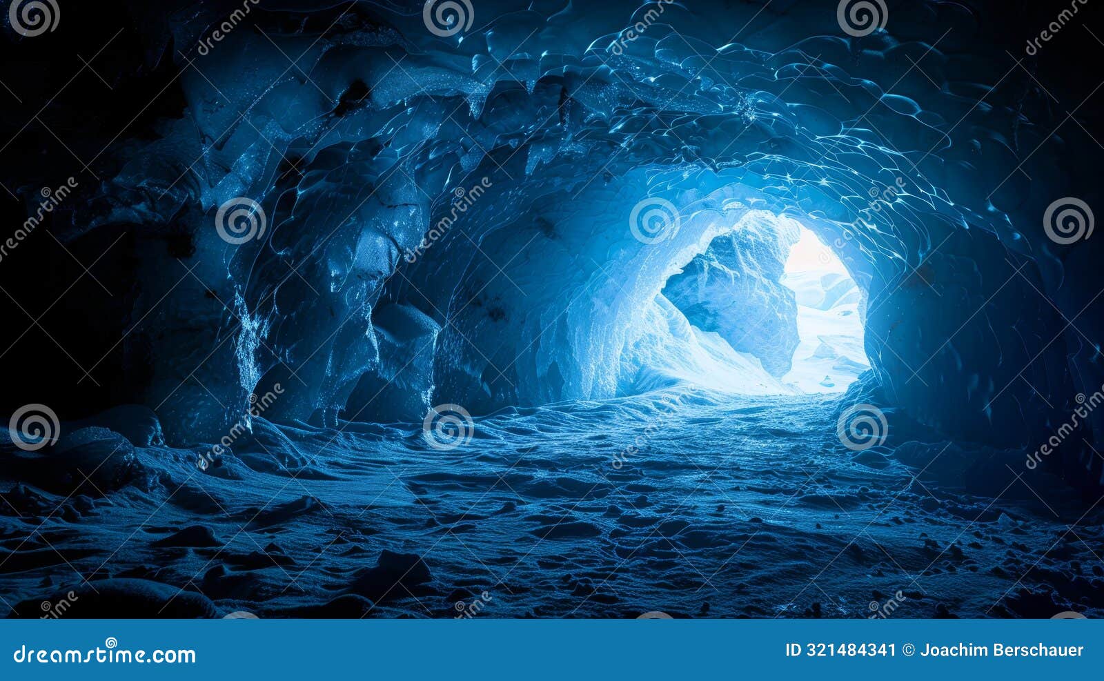 Breathtaking Ice Cave Interior Brilliantly Illuminated by a Radiant ...