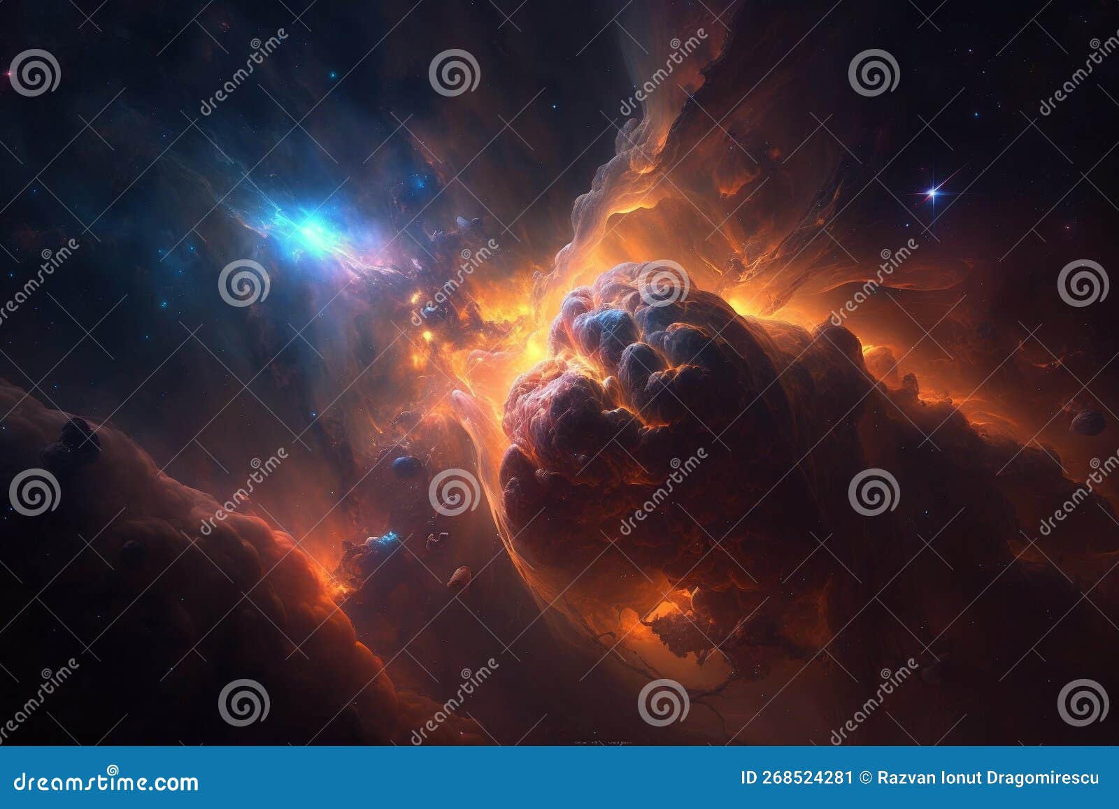 A Breathtaking Illustration of a Space Nebula Surrounded by Galactic ...