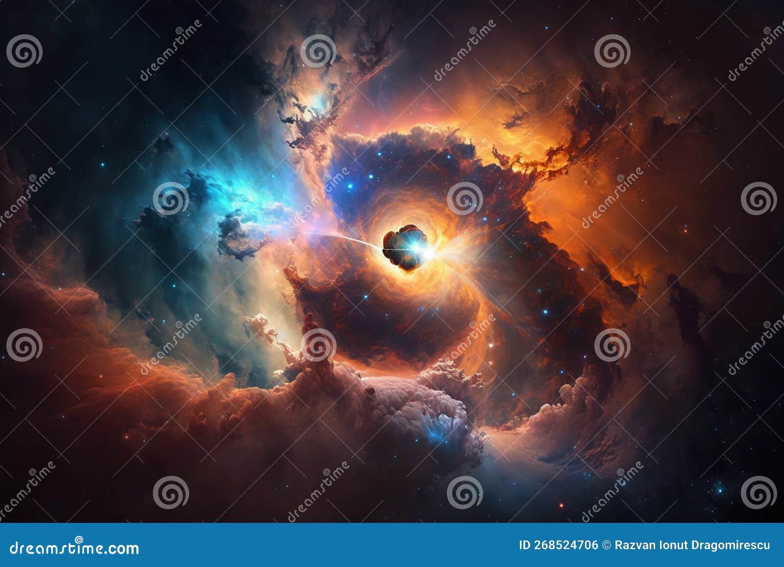 A Breathtaking Illustration of a Space Nebula Surrounded by Galactic ...