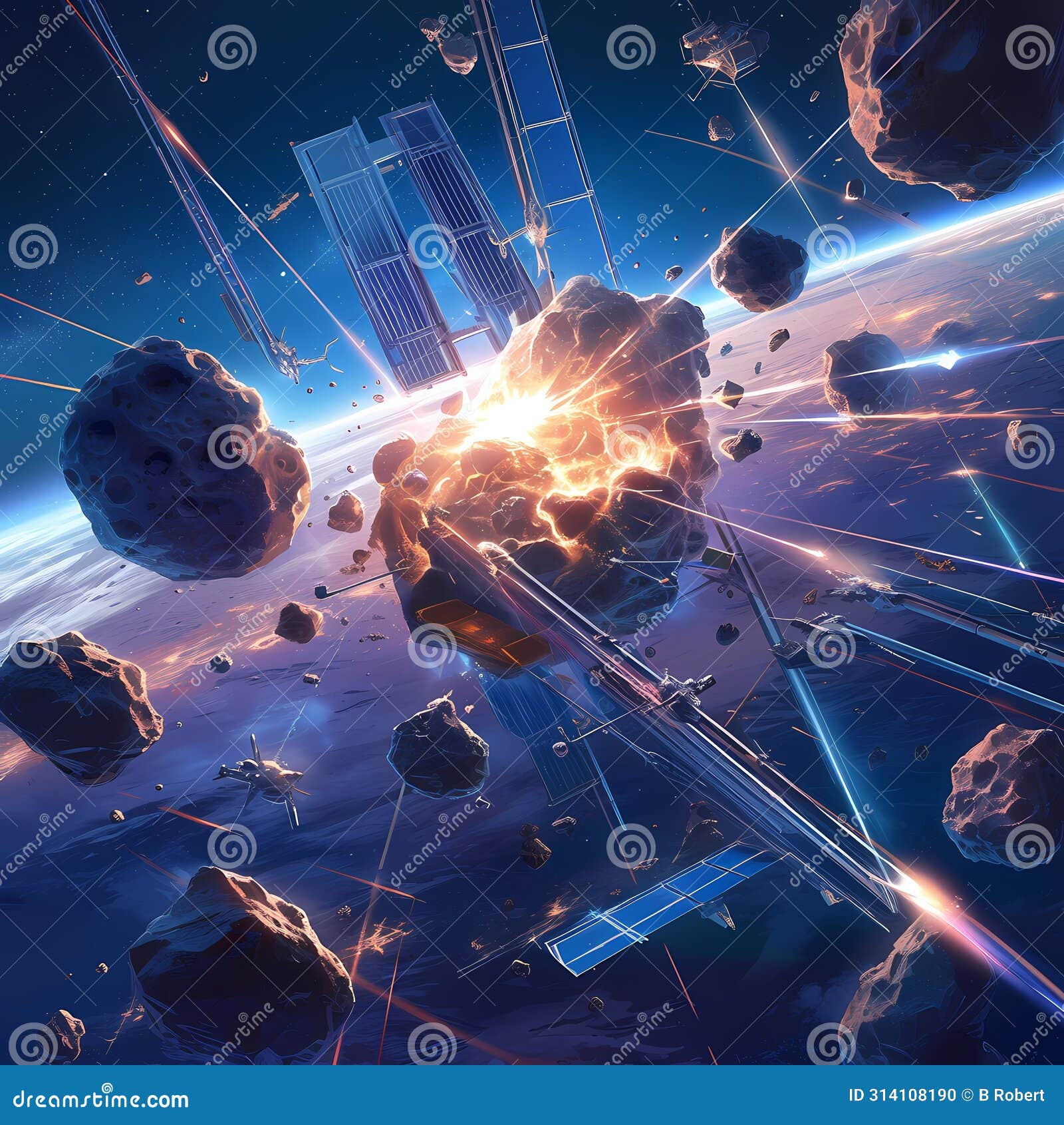 Interstellar Asteroid Defense in Space Stock Illustration ...