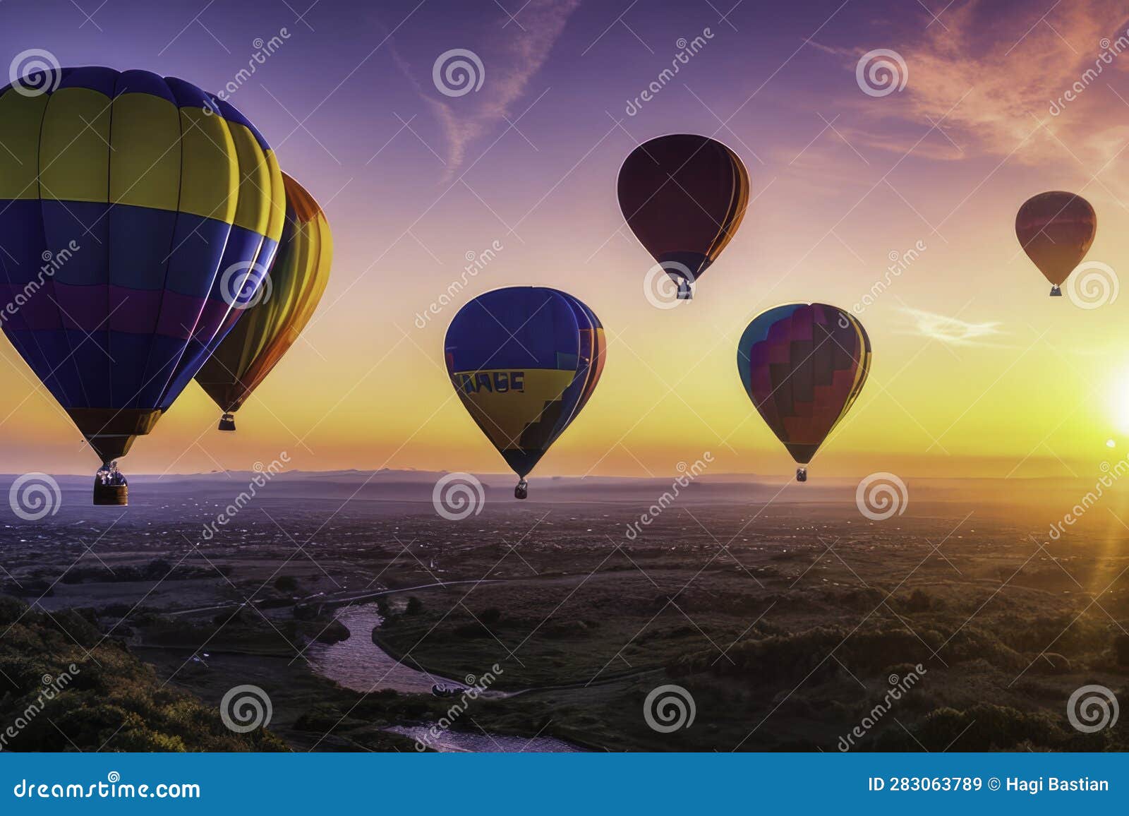Breathtaking Image Capturing the Grace of Hot Air Balloons in Flight Stock Illustration ...