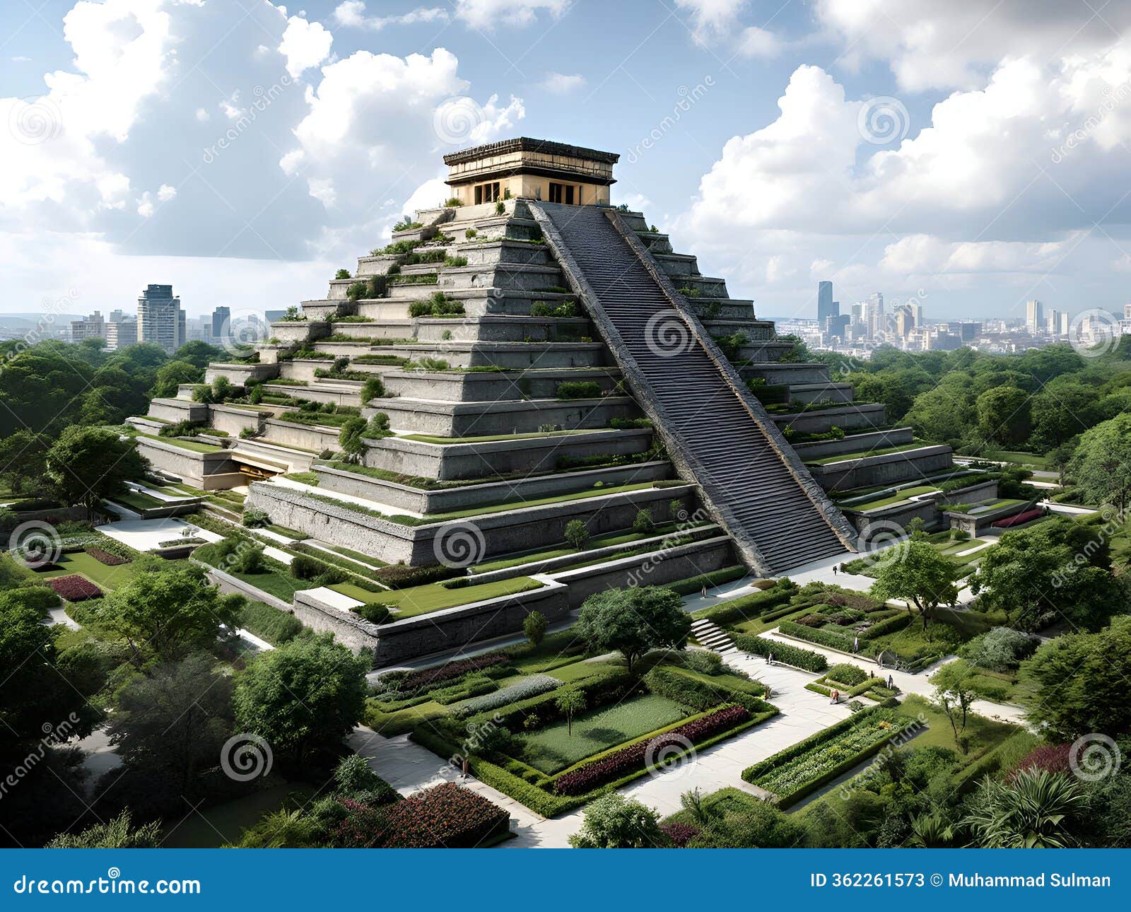 Modern Green Pyramid Blending Ancient and Urban Aesthetics Stock Image ...