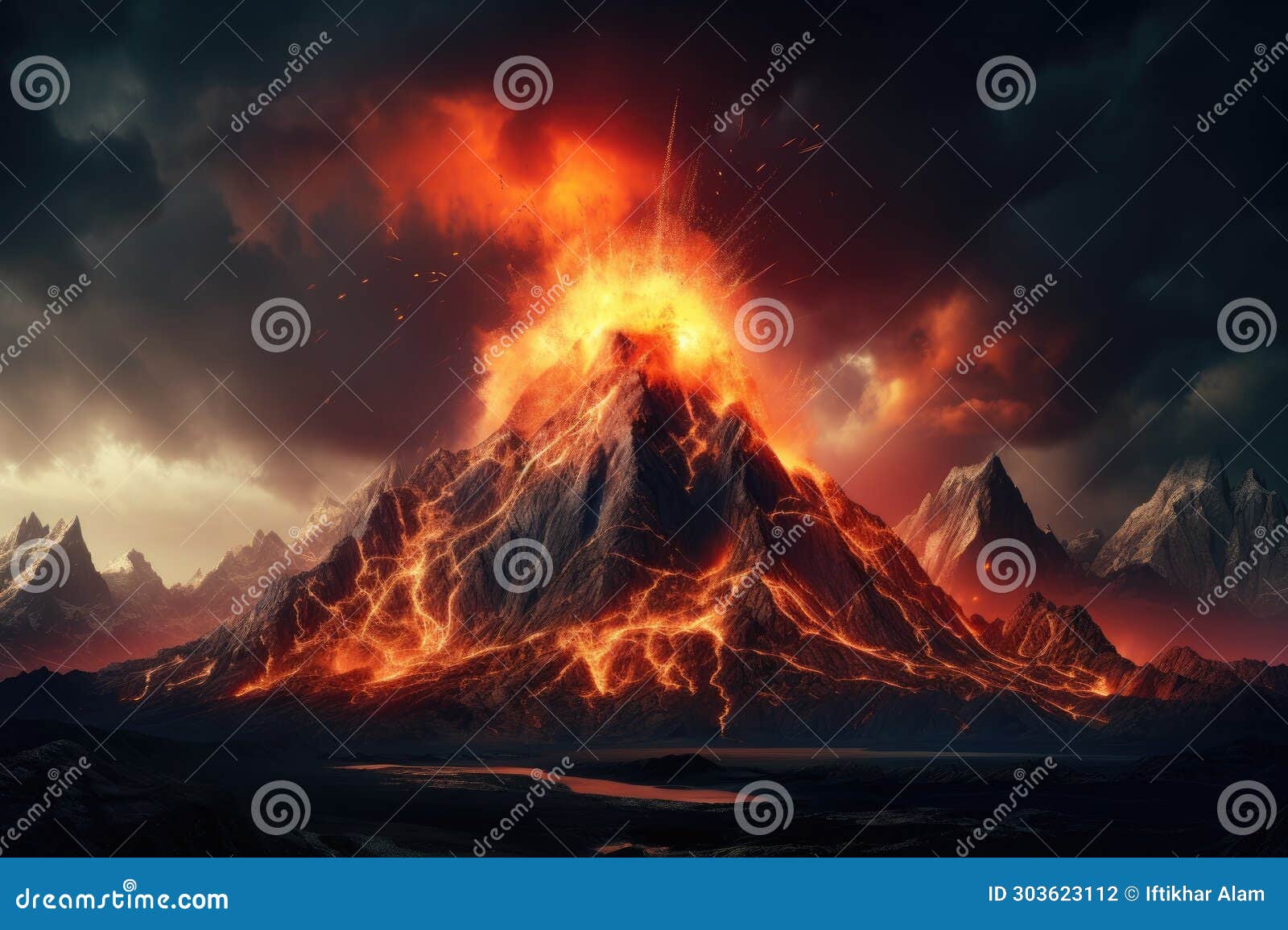 A Breathtaking Image Showcasing a Towering Mountain Spewing Copious ...