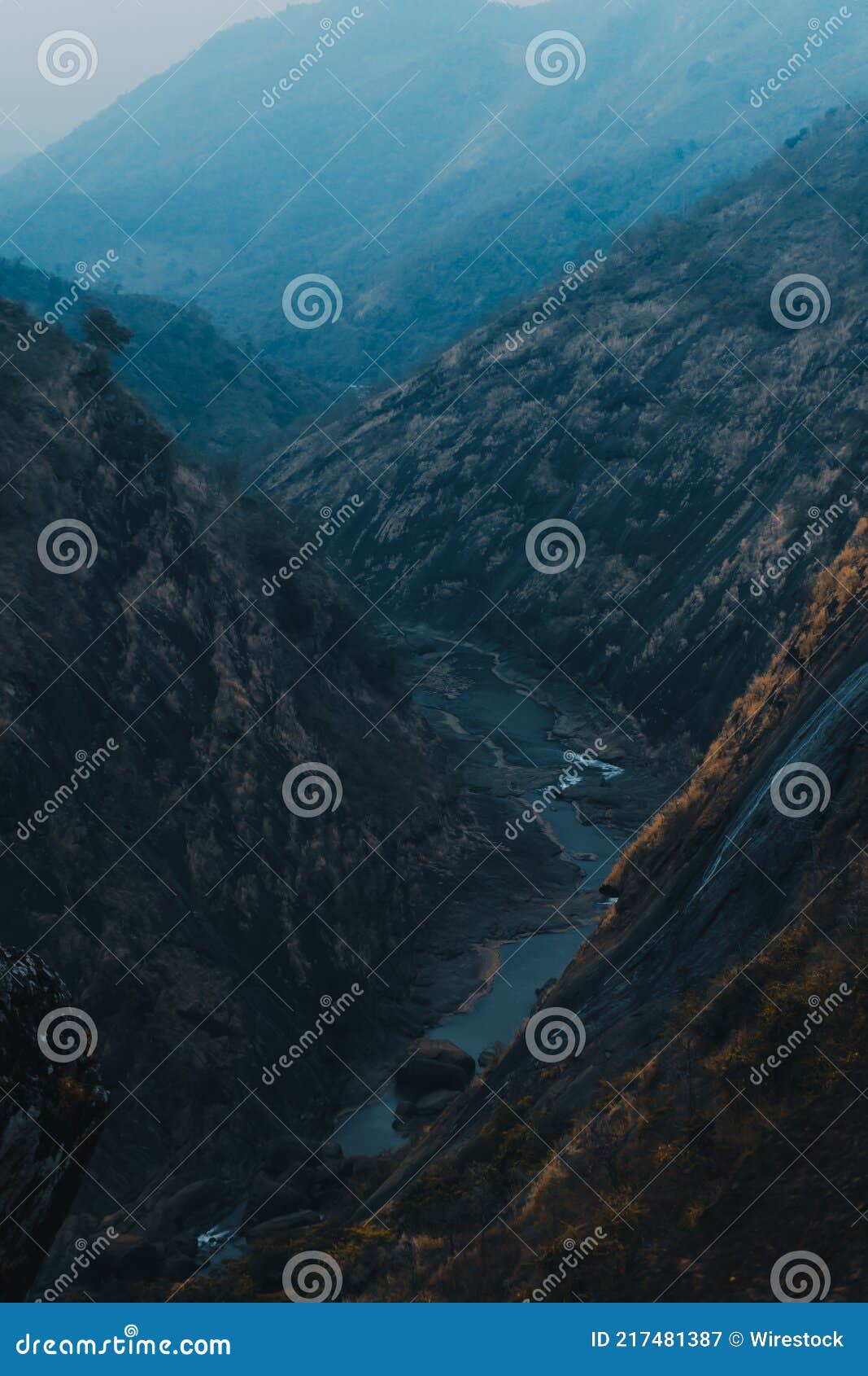 Breathtaking Landscape of a River Flowing in the Valley between High ...