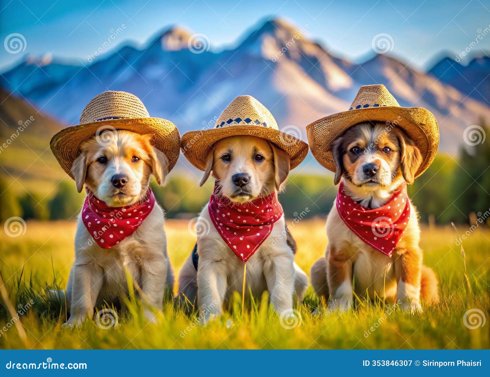 WesternThemed Puppy Panorama Adorable Cowboy Puppies In A Stunning ...