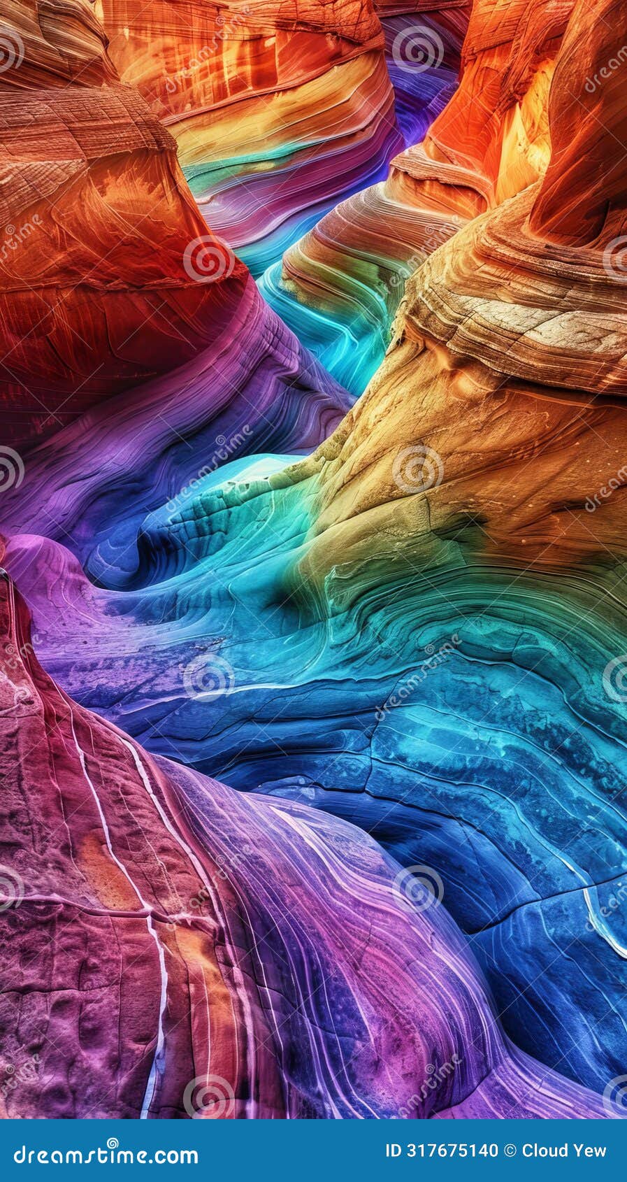 Breathtaking Rainbow-colored Sandstone Cliffs Stock Illustration ...