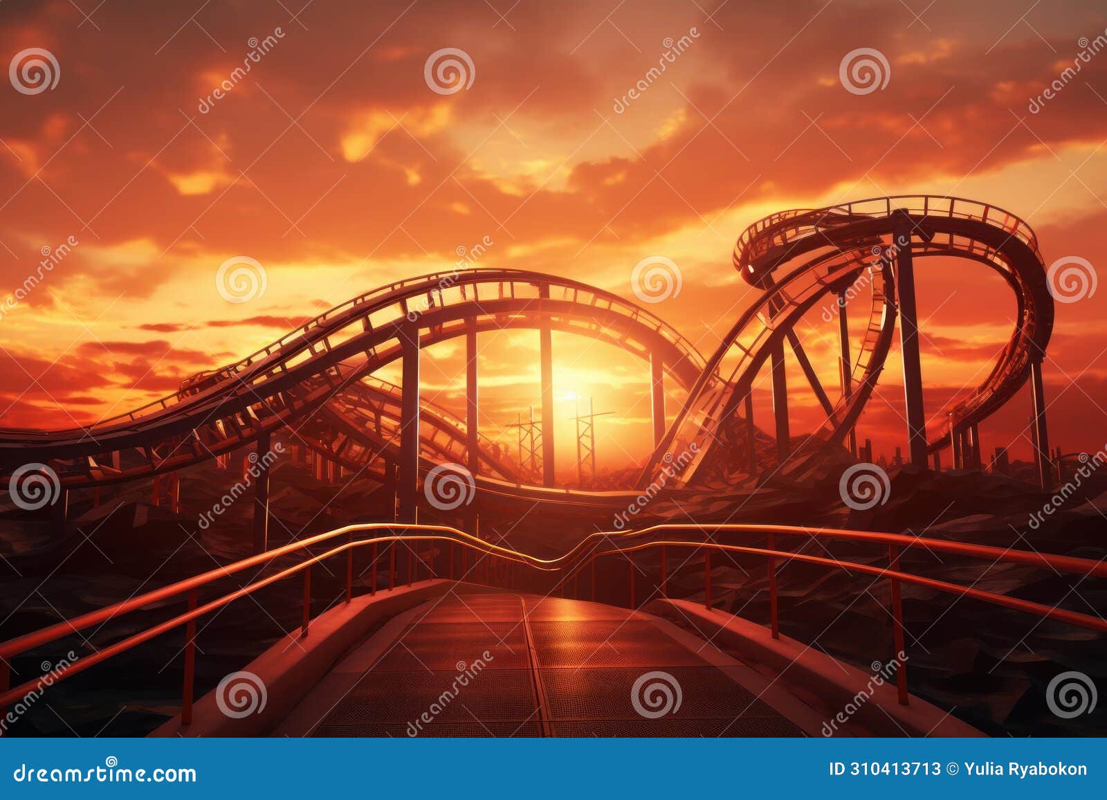 Breathtaking Roller Coaster Sunset. Generate Ai Stock Image - Image of ...