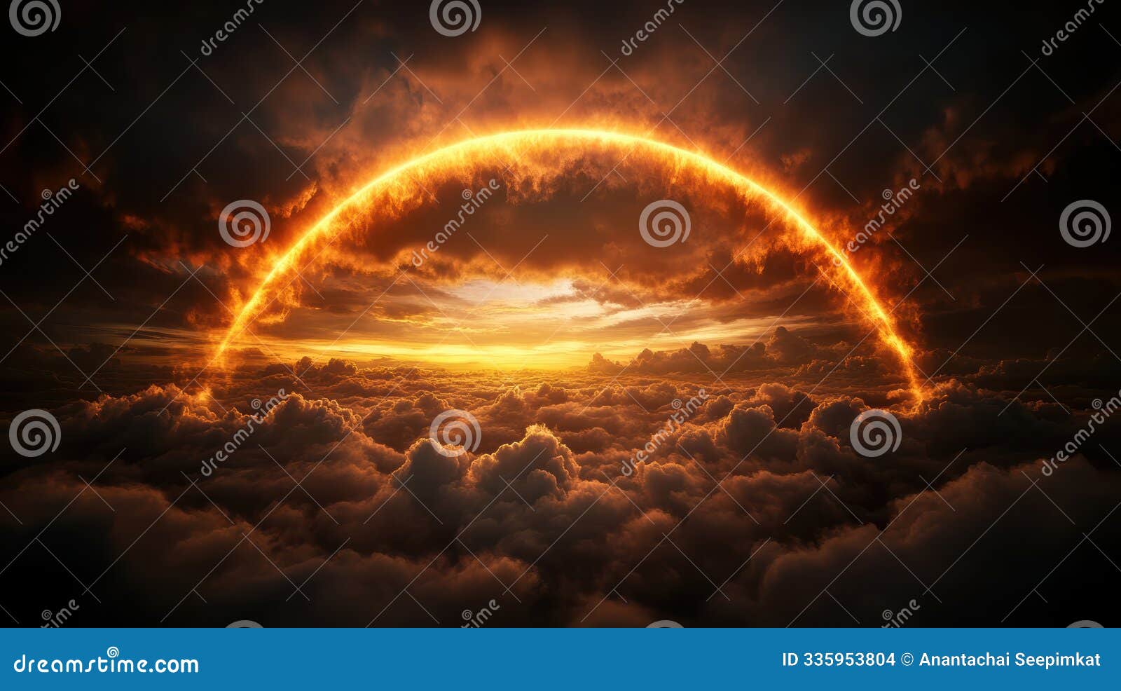 A Breathtaking Scene Of A Fiery Sunset Forming A Glowing Arc Over A ...