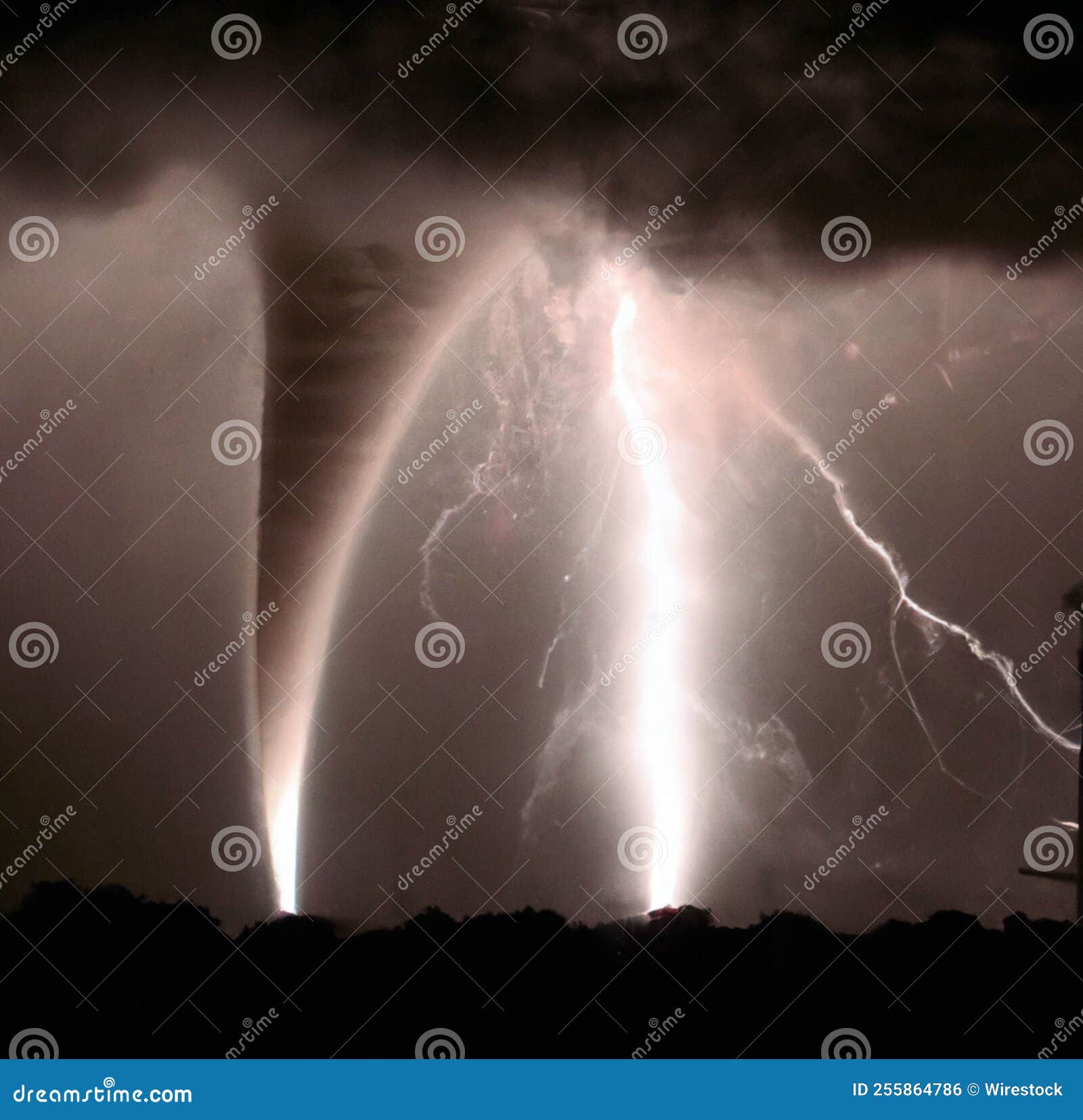 Breathtaking Shot of Lightning and Tornado Stock Photo - Image of ...