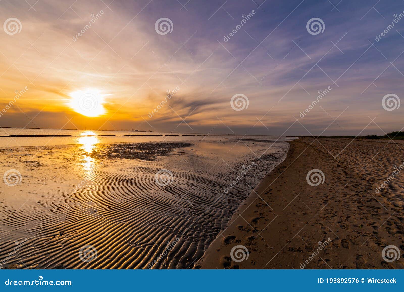 Breathtaking Sunset Captured at the Calm Beach Stock Photo - Image of ...