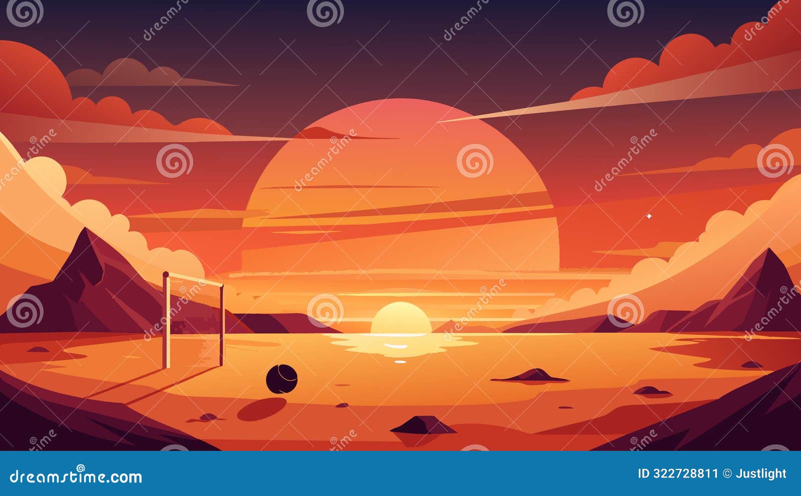 A Breathtaking Sunset Serves As the Backdrop for an Epic Game in the ...