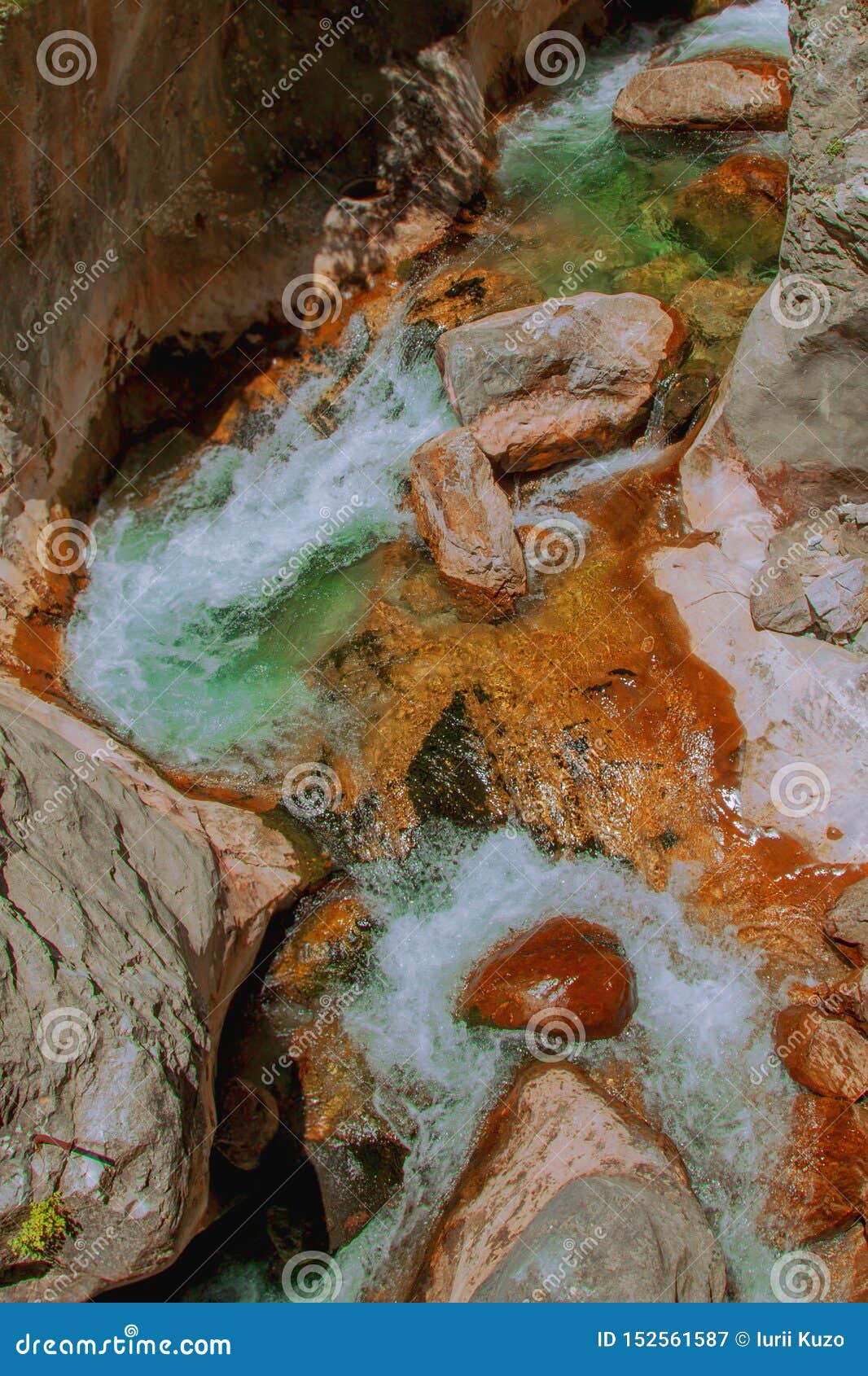 Breathtaking Top View of Beautiful Waterfall of the Mountain River ...