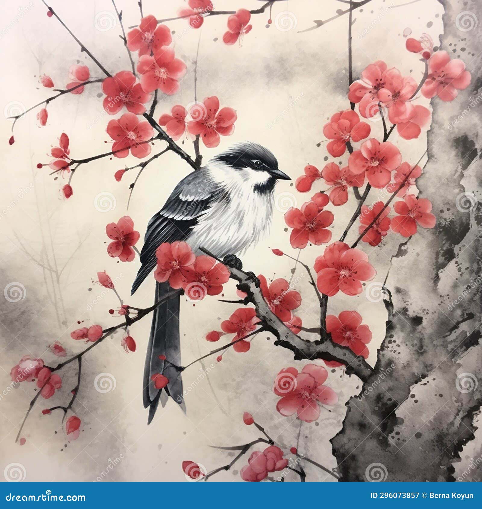 Breathtaking Tree Sumi-e Ink Painting Stock Illustration - Illustration ...