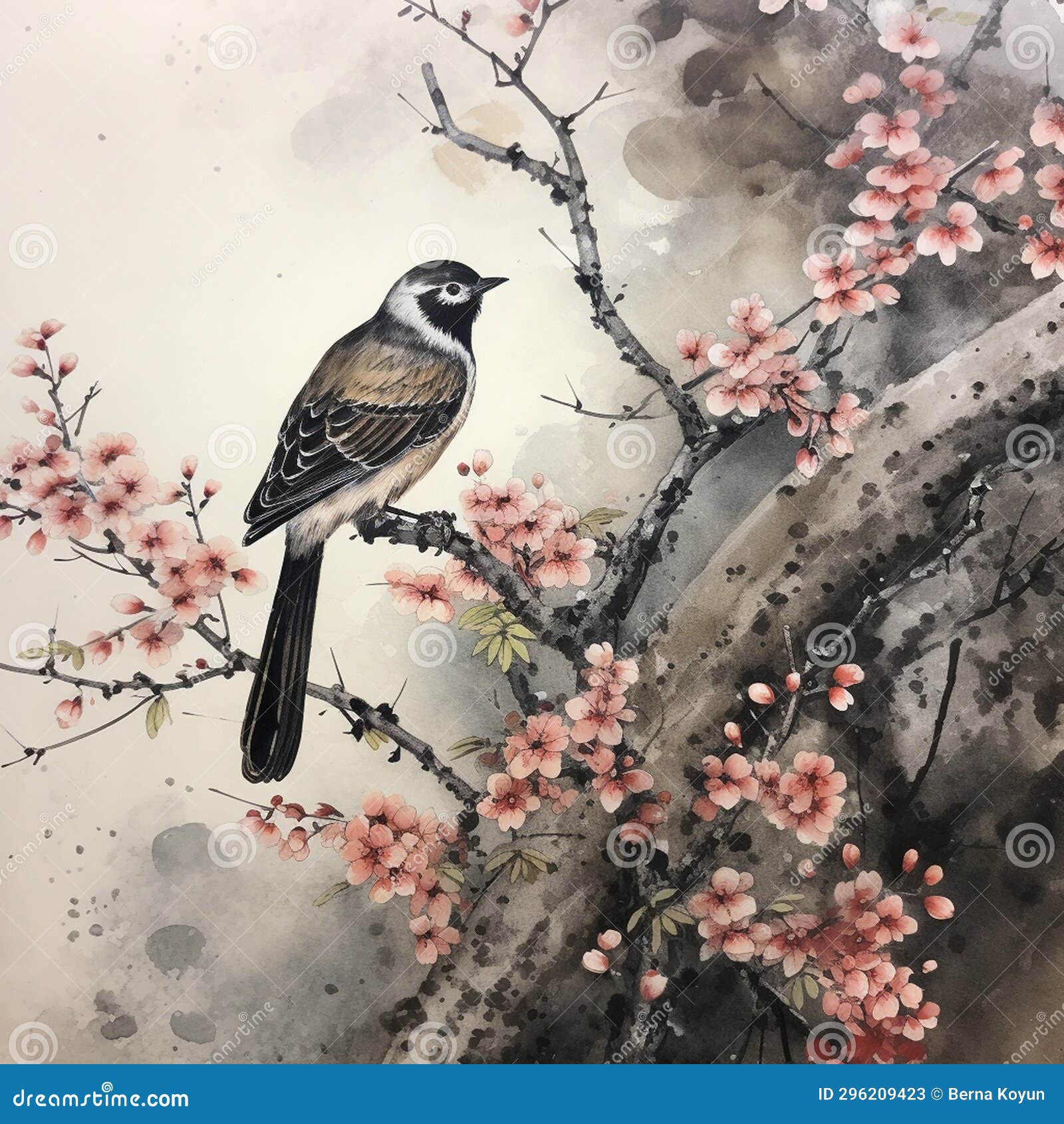 Breathtaking Tree Sumi-e Ink Painting Stock Illustration - Illustration ...