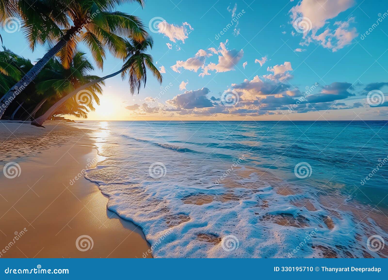 Breathtaking Tropical Beach Scene with Swaying Palm Trees and ...