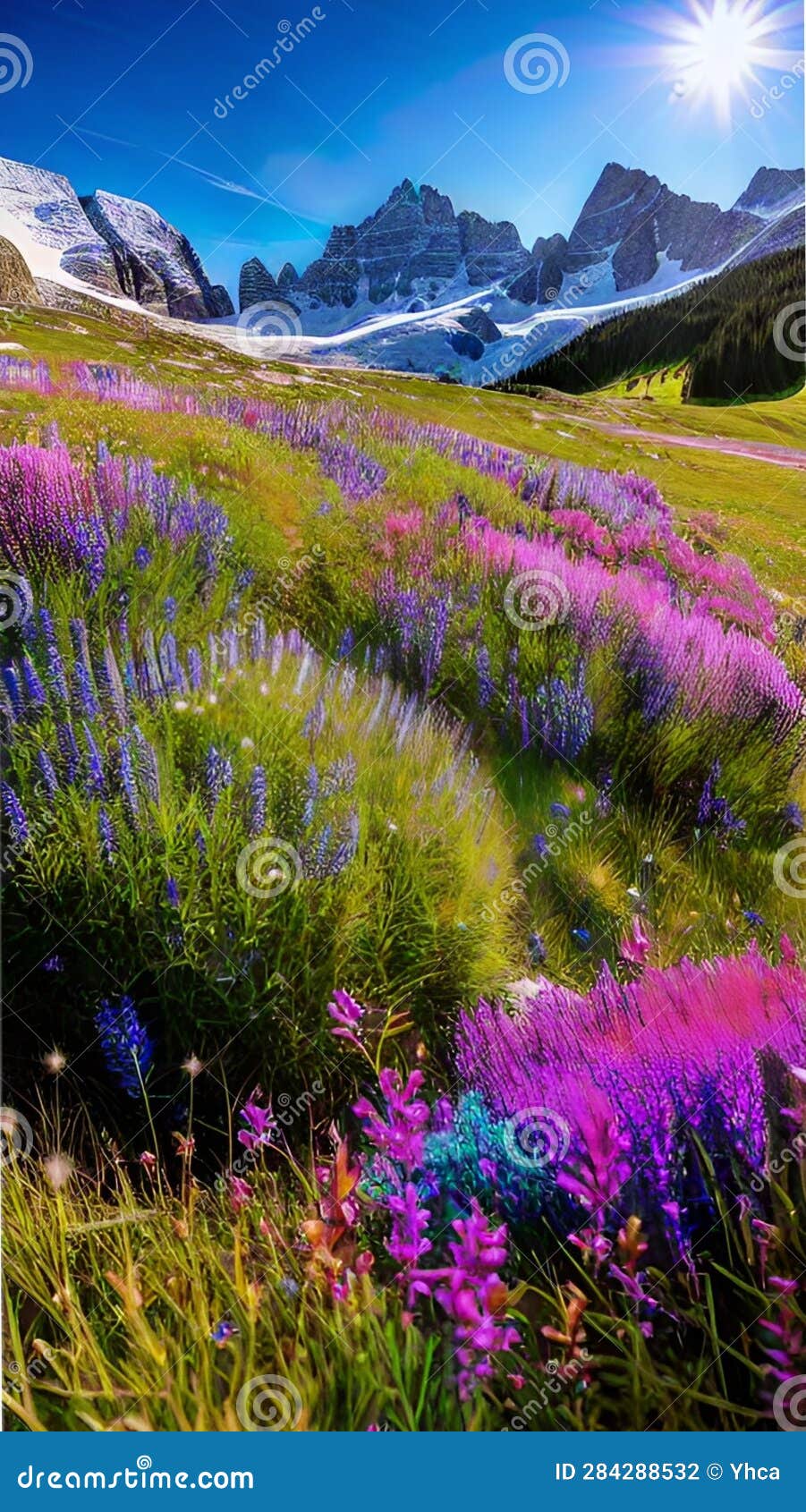 Breathtaking View from an Alpine Meadow Illustration Artificial ...