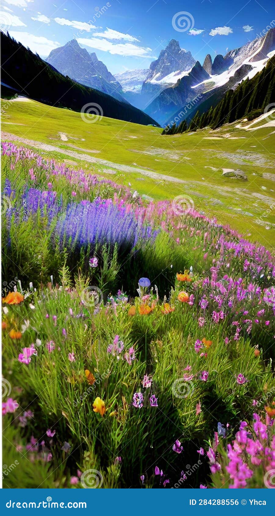 Breathtaking View from an Alpine Meadow Illustration Artificial ...