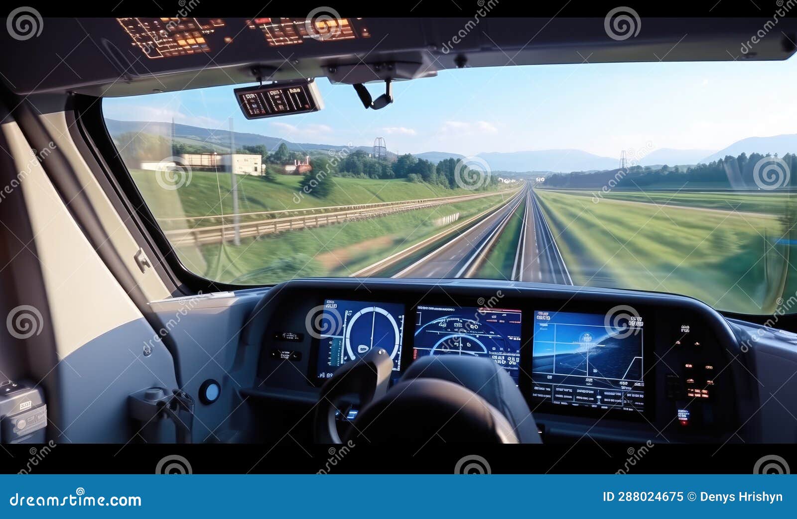 The Breathtaking View from the Cab of the Express Train Driver Stock ...