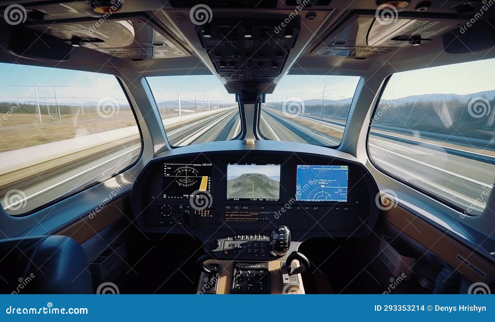 Train Cockpit With Control Panel And Armchair Vector Illustration ...