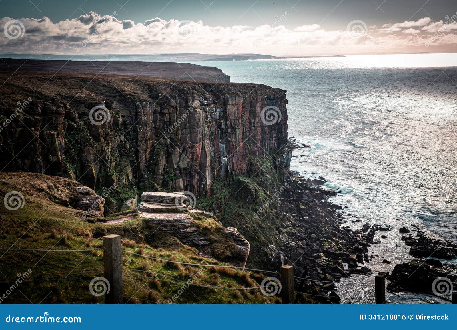 Breathtaking View of a Cliffside Overlooking the Ocean with a Clear Sky ...