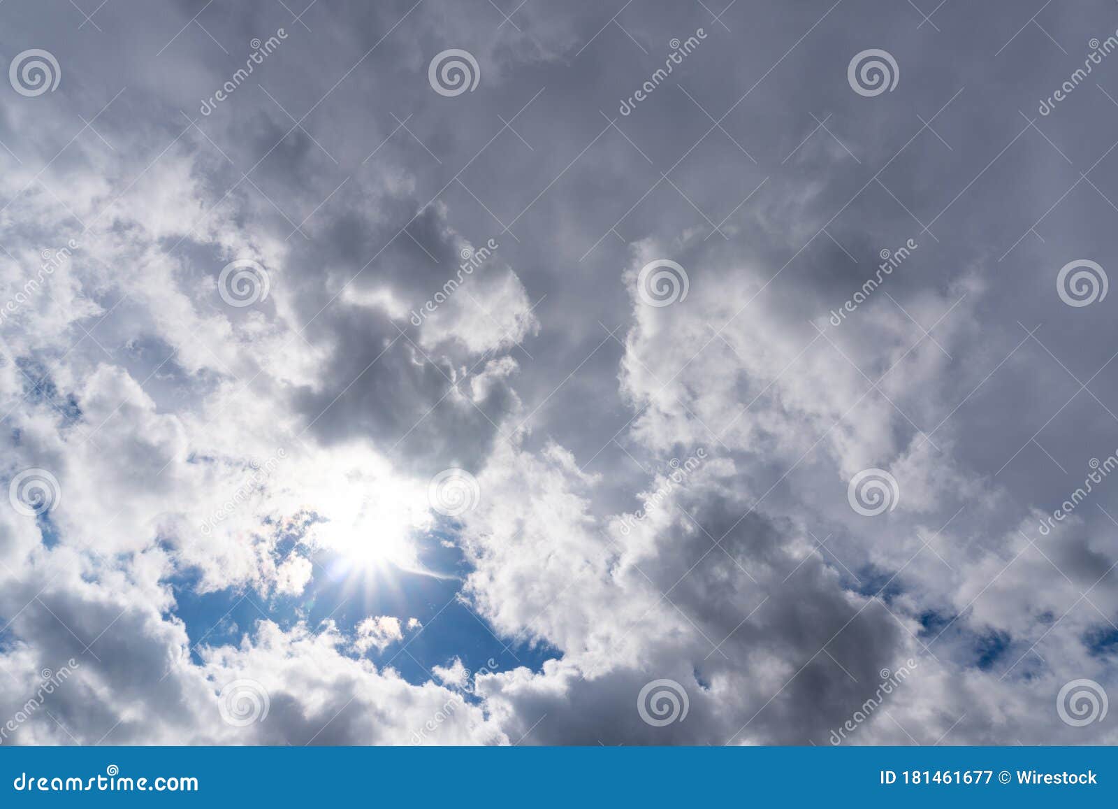 Breathtaking View of the Cloudy, Cold Sky with Some Rays of Sunlight ...