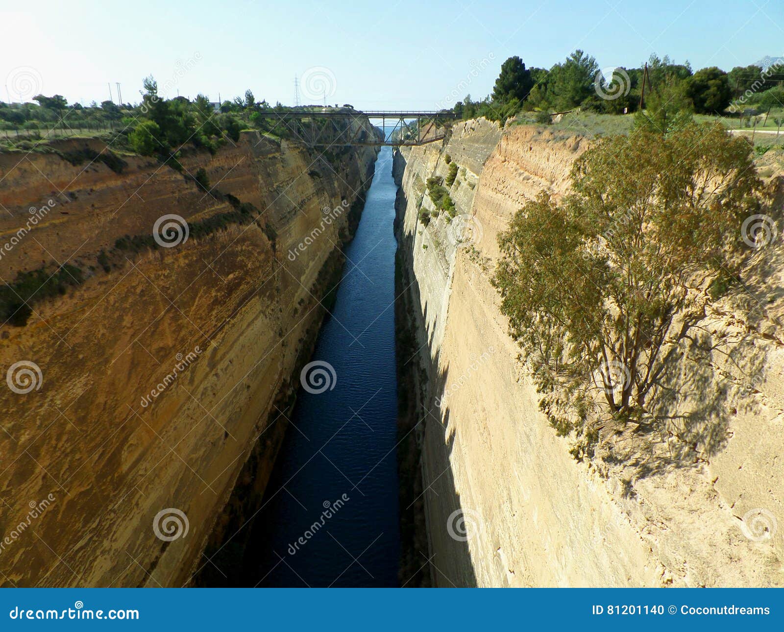 Breathtaking View of Corinth Canal with the Railroad Bridge Stock Photo ...