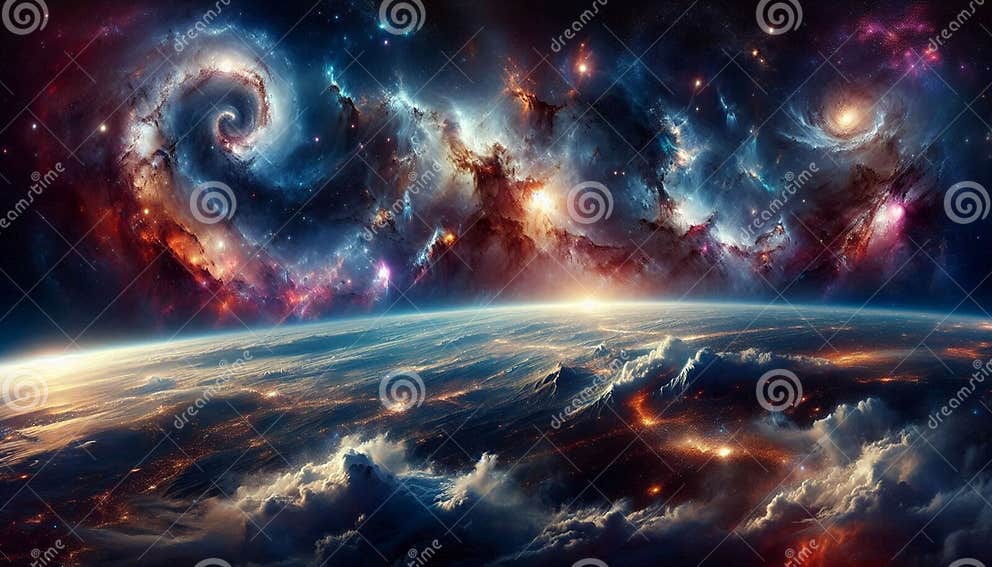 A Breathtaking View of the Cosmos Stock Illustration - Illustration of ...