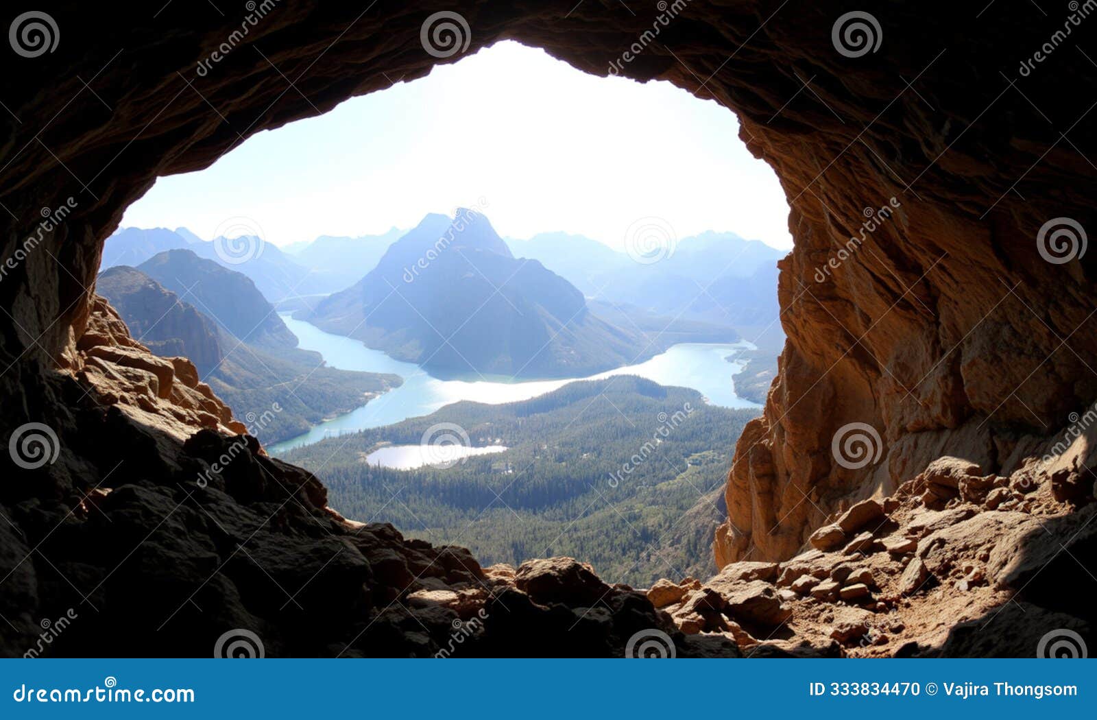 A Breathtaking View from Inside a Cave Hole Looking Out Towards a ...