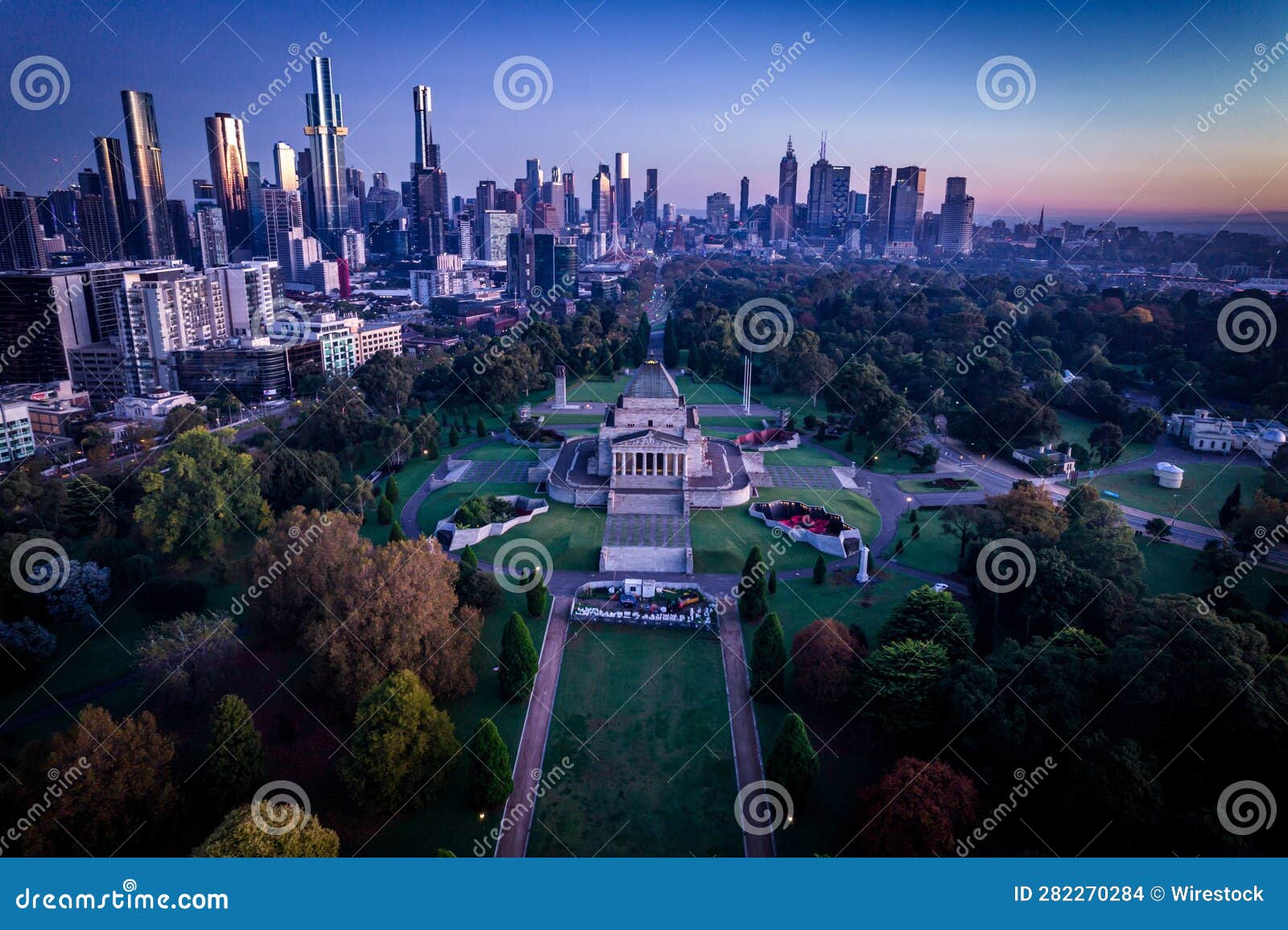 Breathtaking View of the Melbourne Skyline at Sunset Stock Photo ...