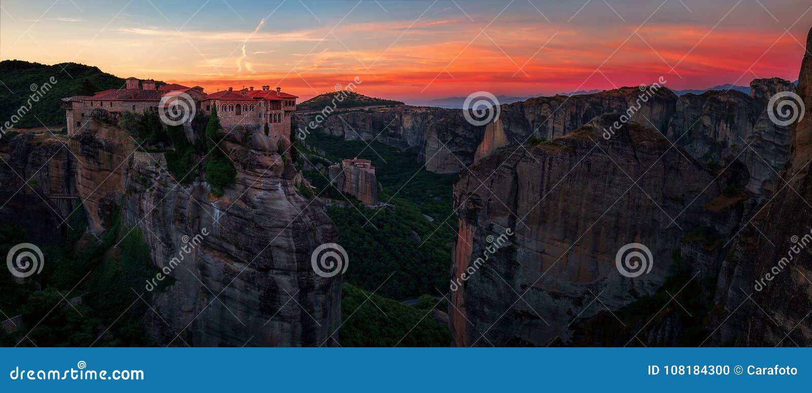 Breathtaking View from Meteora, Varlaam Monastery at Sunset, Greece ...