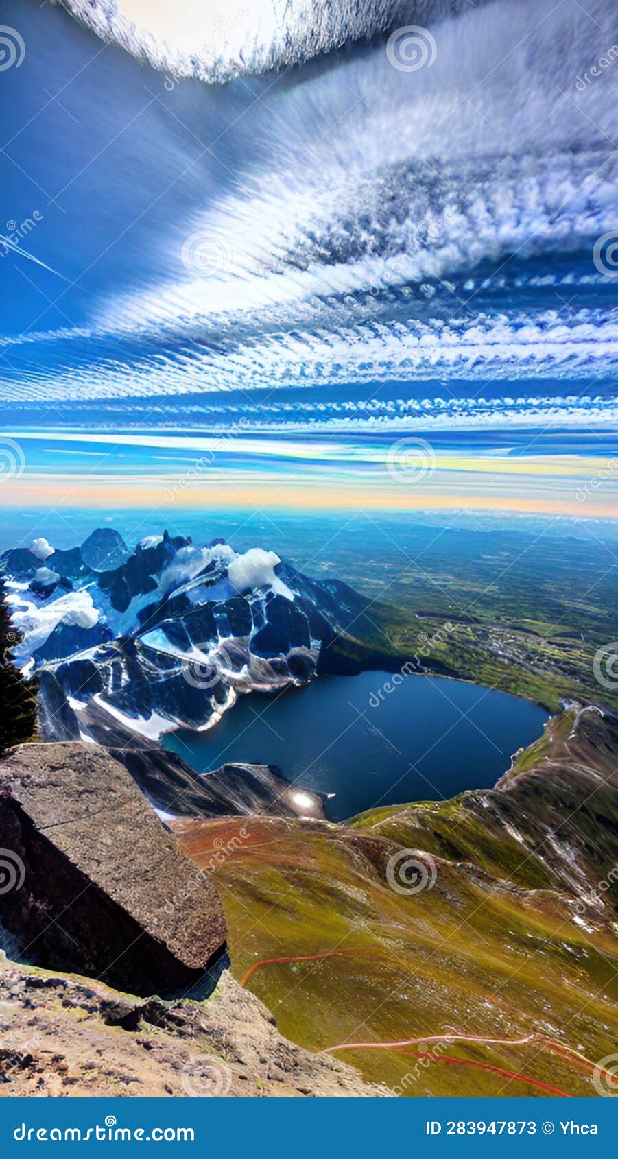 Breathtaking View from a Mountain Summit Illustration Artificial ...
