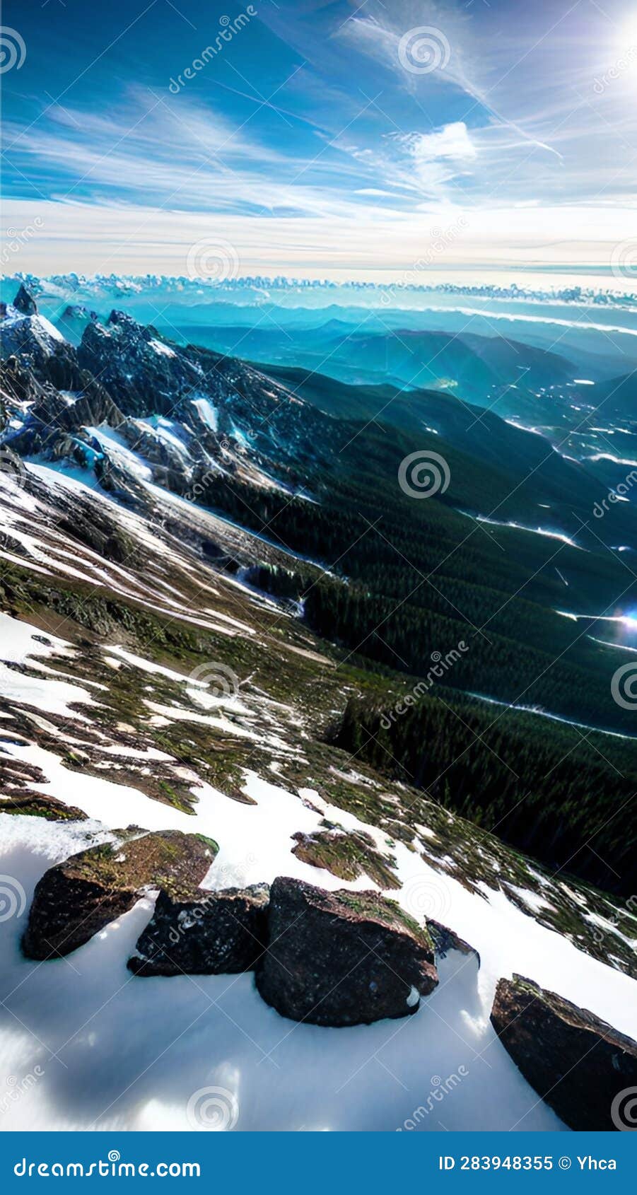 Breathtaking View From A Mountain Summit Illustration Artificial ...