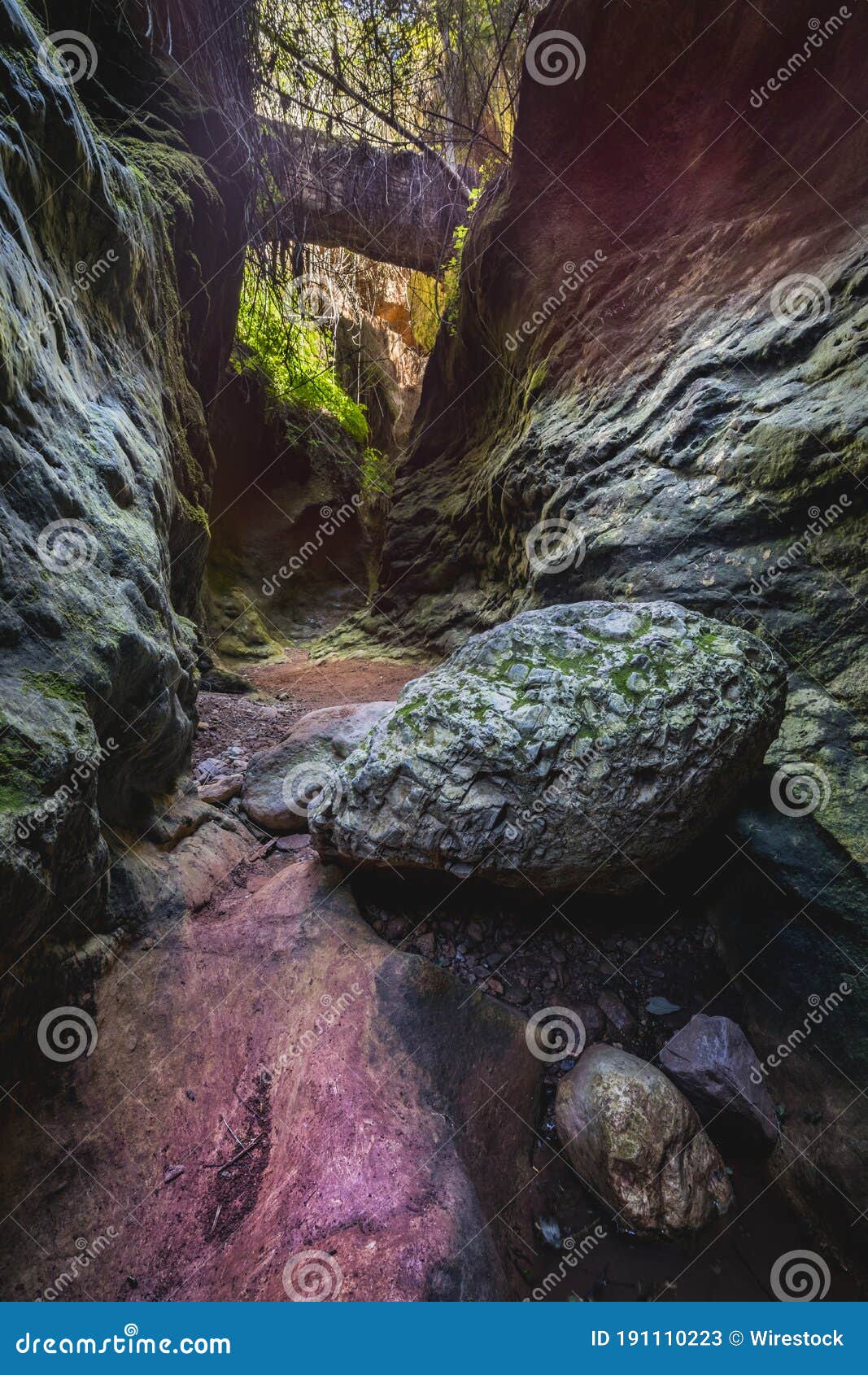 Breathtaking View of the Narrow Path between the Enormous Rocks Stock ...