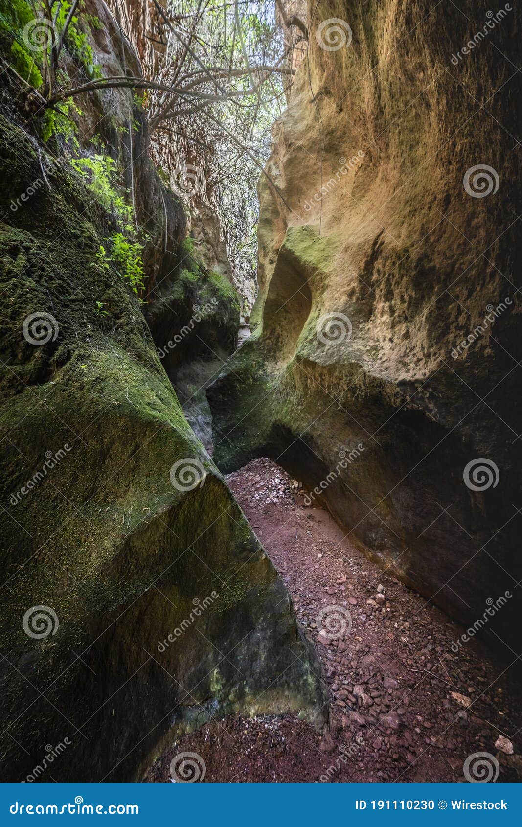 Breathtaking View of the Narrow Path between the Enormous Rocks Stock ...
