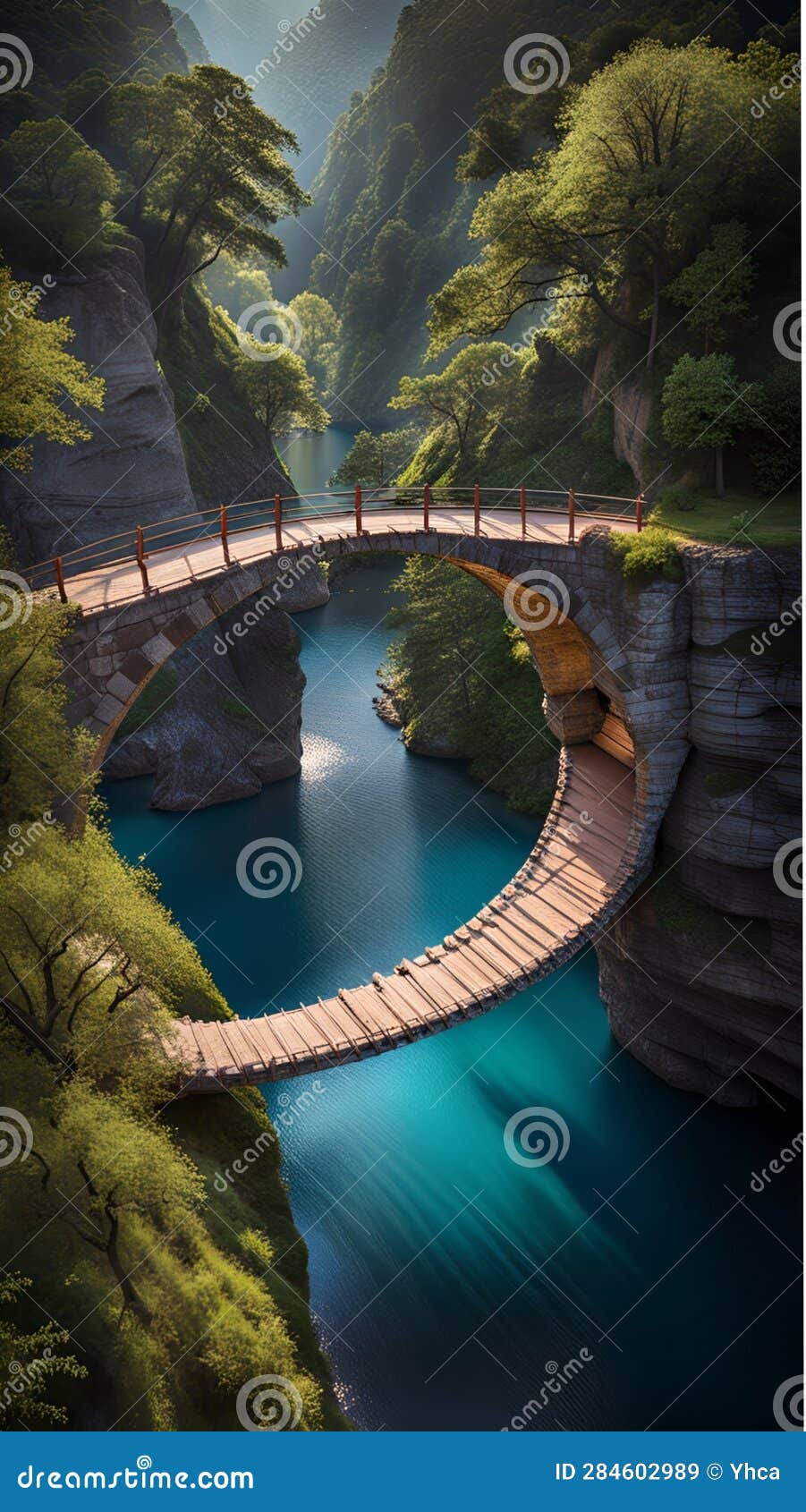Breathtaking View of a Natural Arch Bridge Illustration Artificial ...