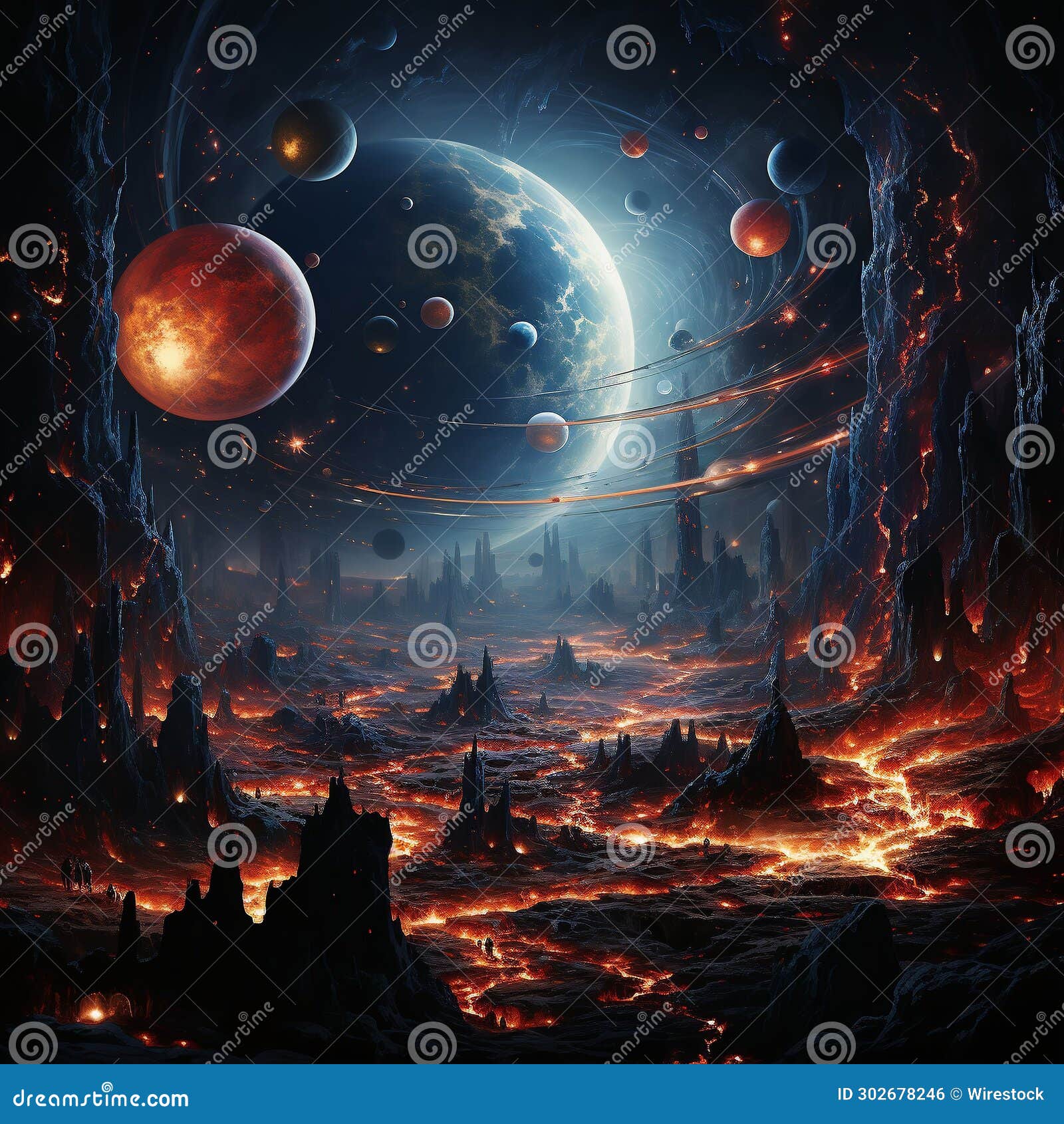 A Breathtaking View of the Outer Space with Multiple Planets in the ...